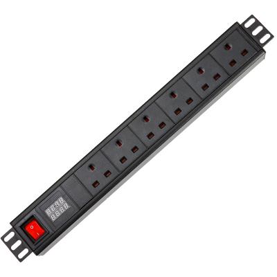 China 6 Way UK Type PDU Extension Socket With On/Off Switch, Power Meter for sale