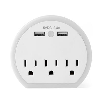 China Wall Power Socket with Surge Protector ETL cETL Passed 3 Outlets 2USB for sale