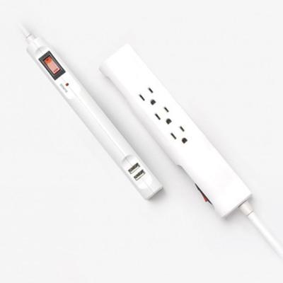 China 3 outlet Power Strip and Extension Socket With 15A Circuit Breaker Surger Protector 2USB for sale