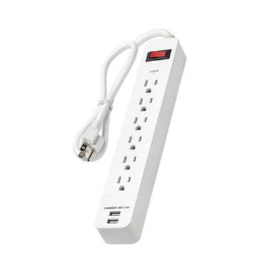 China 6 outlet Power Strip and Extension Socket With 15A Circuit Breaker Surger Protector 2USB for sale