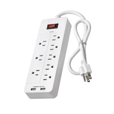 China 8 outlet Power Strip and Extension Socket With 15A Circuit Breaker Surger Protector 2USB for sale