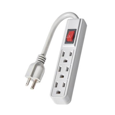 China 3 outlet Power Strip and Extension Socket With 15A Circuit Breaker Surger Protector Reset Switch for sale
