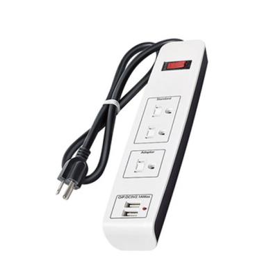 China 3 outlet Power Strip and Extension Socket With 15A Circuit Breaker Surger Protector 2USB for sale