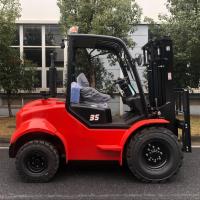 China FD35 Diesel Forklift 3.5 Ton Capacity 4WD Rough Terrain with 20 km/h Speed and 2,445 mm Turning Radius for sale