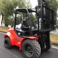 China FD35 Diesel Forklift 3.5 Ton Capacity 4WD Rough Terrain with 20 km/h Speed and 2,445 mm Turning Radius for sale