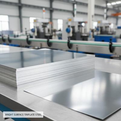 China Tinplate Steel Sheets Bright Surface Finish 0.12-0.50mm Thickness for Can Manufacturing for sale