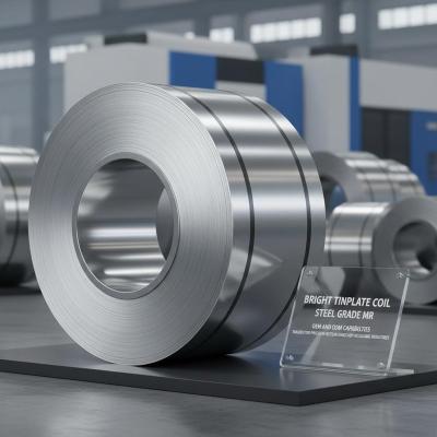 China Tinplate Coil Steel Grade MR 0.13-0.47mm Bright Finish for Food Cans and Packaging for sale