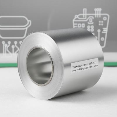 China Tin Coated Tinplate Steel Coil 0.13mm 0.47mm MR Steel Grade for Food Packaging and Electronic Components for sale