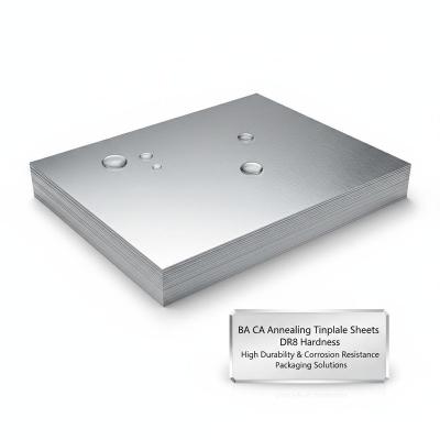 China BA CA Annealing Tinplate Sheets DR8 Hardness 600-1250mm Width for Corrosion Resistant Packaging for sale