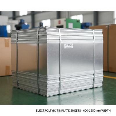 China Electrolytic Tinplate Sheets 600-1250mm Width Tin Coating 1-5 G/m² for Industrial Use for sale