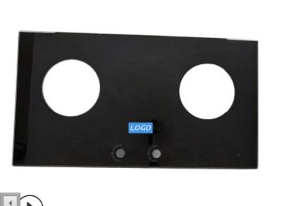 China Custom Logo Printing 2 Holes 6mm Gas Stove Tempered Glass Panel 250C for sale