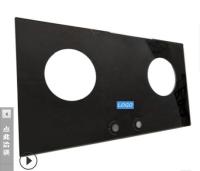 China Custom Logo Printing 2 Holes 6mm Gas Stove Tempered Glass Panel 250C for sale