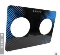 China Custom Logo Printing 2 Holes 6mm Gas Stove Tempered Glass Panel 250C for sale