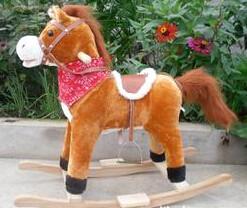 China Brown Rocking Horse With Sound And Moving Mouth and Tail And Led Light Big Size for sale