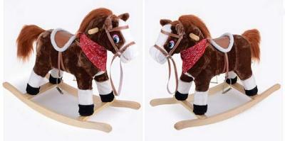 China Dark Brown Rocking Horse With Sound And Moving Mouth and Tail And Led Light Big Size for sale