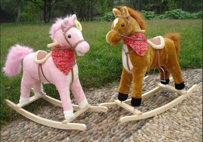 China Pink Rocking Horse With Sound And Moving Mouth and Tail And Led Light Big Size for sale