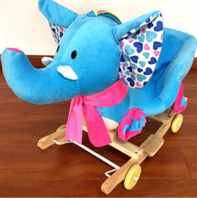 China Cute Plush Rocking Elephent Animal Toys With Music For Children Riding On for sale