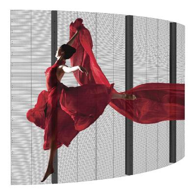 China P7.8-7.8mm Indoor Curved Transparent LED Display with 70% Transparency and 3840Hz Refresh Rate for Advertising for sale