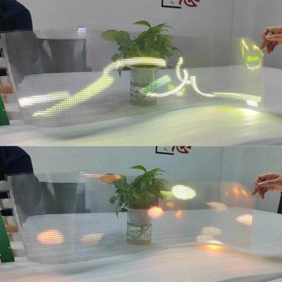 China P4-8 Adhesive Transparent Flexible Film LED Display 2mm Thickness 240x1000mm for Glass Window Decoration for sale