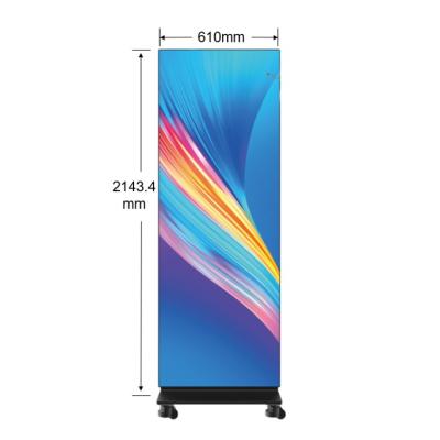 China P0.9 LED Poster Display Floor Standing IP54 Cabinet 1x6 Easy And Foldable To Move for sale