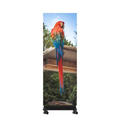 China P0.9 LED Poster Display Die-casting AL Ultra Thin 610×2143.4mm With 4 Wheels for sale
