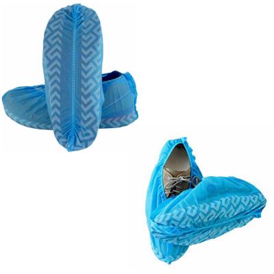 China Blue waterproof plastic disposable personal care hospital use cpe shoe cover for sale