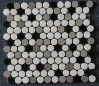 China White Black Penny Grey Mosaic Floor Tiles , Various Patterns Stone Brick Mosaic Tiles for sale