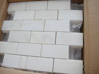 China Rectangular Brick White Marble Mosaic Floor Tile , Modern Stone Mosaic Bathroom Tiles for sale