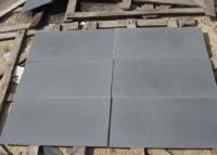 China Hainan Black Lava Sands Blasted Bluestone Black Dark Basalt Flamed Grooved Natural Stone Tiles Slabs for sale