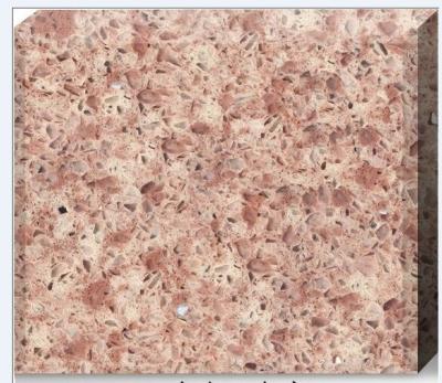 China Pink Crystal Engineered Quartz Tile , Solid Polished Quartz Kitchen Countertops for sale