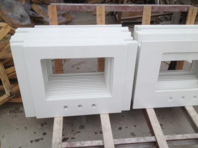 China Beige Solid Surface Vanity Tops For Bathrooms High Percentage Quartz for sale