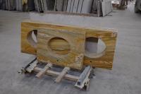 China Customized Prefab Bathroom Countertops , Imperial Gold Premade Vanity Tops for sale