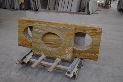 China Customized Prefab Bathroom Countertops , Imperial Gold Premade Vanity Tops for sale