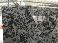 China 3000 X 1400mm Black Quartz Slab , High Hardness Solid Quartz Island Slab for sale