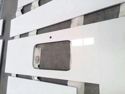 China Polished Marble Granite Quartz Countertops , Man Made White Solid Surface Worktop for sale
