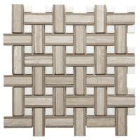 China Onyx White Chevron Mosaic Tile , 7 / 8mm Thick Bathroom Stone Mosaic Tile for sale