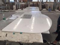 China Single Sink Quartz Stone Countertops , Flat / Eased Edge Prefab Quartz Vanity Tops for sale