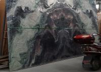 China Decorative Natural Stone Slabs Fantaxy Landscaple Pattern Above 85 Gloss for sale