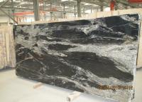 China Fantasy White Black Natural Stone Slabs Polished / Custom Surface for sale