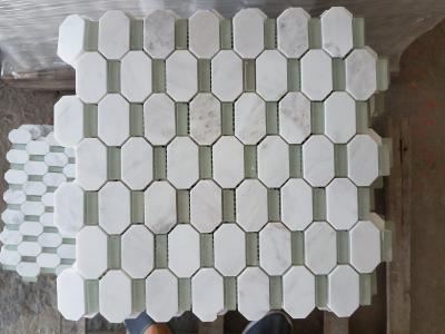 China Artificial Hexagon White Carrara Marble Tiles , Hotel White Carrara Hexagon Tile for sale