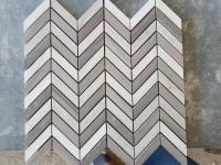 China White Arrows Marble Mosaic Tile For Hotel / Restaurant Bathroom Wall for sale