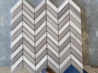 China White Arrows Marble Mosaic Tile For Hotel / Restaurant Bathroom Wall for sale