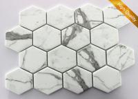 China White Cararra Marble Mosaic Tile Fish Bone Shaped 31 X 98 X 6mm Chip Size for sale
