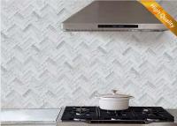 China White Cararra Marble Mosaic Tile Fish Bone Shaped 31 X 98 X 6mm Chip Size for sale