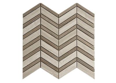 China Natural Stone Basket Weave Tile , Polished White Grey Stone Mosaic Tiles for sale
