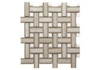 China Natural Stone Basket Weave Tile , Polished White Grey Stone Mosaic Tiles for sale
