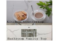 China Calacatta Nuvo Gold Quartz Bathroom Vanity Tops With Hard Solid Surface for sale