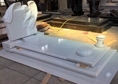 China White Pearl Monument Grave Markers , Marble Sketch Simple Headstones For Graves for sale