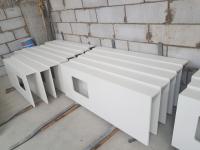 China Mitre Connect Edge Solid Surface Bathroom Countertops Pure White Color for sale