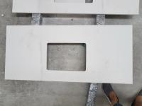 China Pure White Quartz Bathroom Vanity Tops Eased / Other Edge Optional for sale